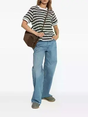 SAMSOE SAMSOE Embroidered-logo Striped T-shirt