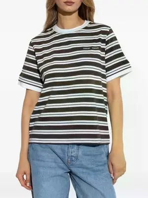SAMSOE SAMSOE Embroidered-logo Striped T-shirt