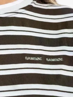 SAMSOE SAMSOE Embroidered-logo Striped T-shirt
