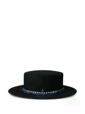 MAISON MICHEL Logo-plaque Wide Brim Hat - Black