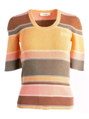 Chloé Striped Rib-knit Top - Multicolour