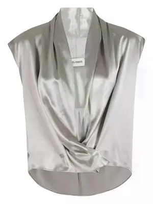 Alberta Ferretti Draped Satin Top - Grey