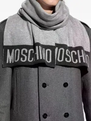 Moschino Logo-detail Scarf - Grey