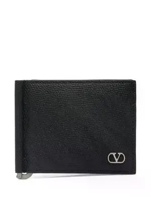Valentino Garavani Vlogo Leather Money Clip Wallet - Black