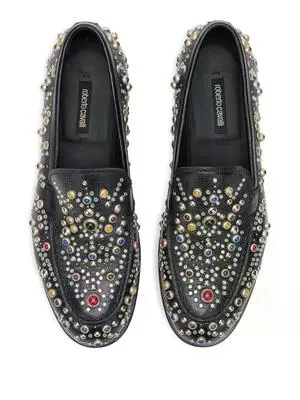 Roberto Cavalli Stone-studded Leather Loafers