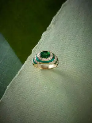 LILY GABRIELLA 18k Yellow Diamond And Tsavorite Ring