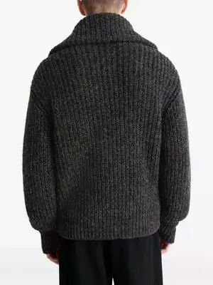 LEMAIRE Ribbed Zip-up Cardigan - Black