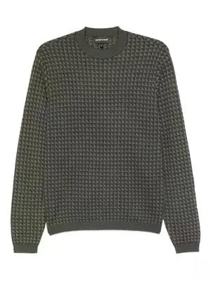 Emporio Armani Geometric-pattern Virgin Wool Sweater