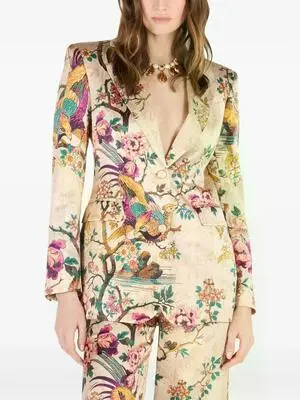 Roberto Cavalli Floral-print Jacket - Neutrals