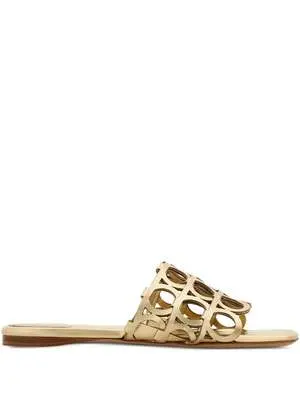 Ferragamo Gold Tone Sandals For Women