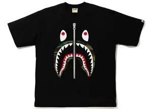 A BATHING APE 1st Camo Shark Relaxed Fit Tee Shirt - Black/green
