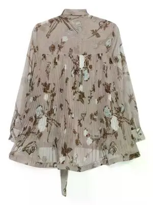 P.a.r.o.s.h Floral-print Pleated Blouse