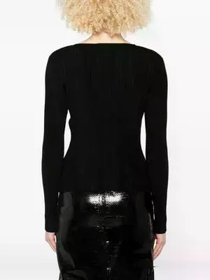 SELF-PORTRAIT Lace-trimmed Ribbed Top