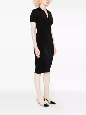 MUGLER Hook-and-eye Rib-knit Midi Dress