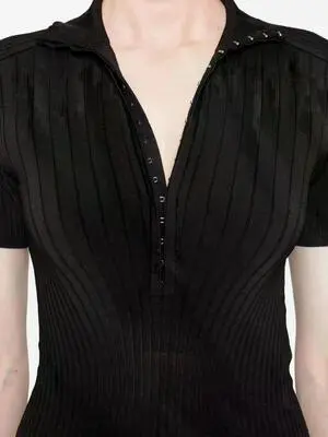 MUGLER Hook-and-eye Rib-knit Midi Dress