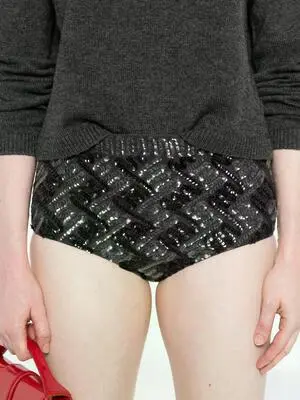 P.a.r.o.s.h Patterned Sequin-embellished Mini Shorts - Grey