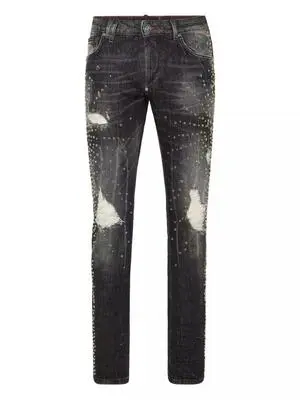 Philipp Plein Studded Distressed Jeans