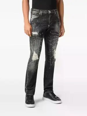 Philipp Plein Studded Distressed Jeans