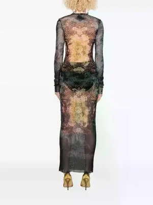 JEAN PAUL GAULTIER Baroque-print Maxi Dress - Black