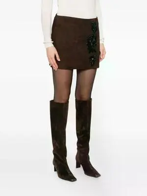 P.a.r.o.s.h Beaded Suede Mini Skirt