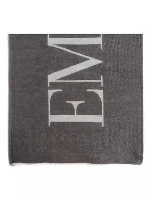 Emporio Armani Logo Wool Scarf - Grey