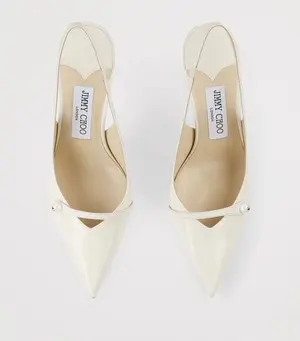 JIMMY CHOO Amita 85 Leather Slingback Pumps