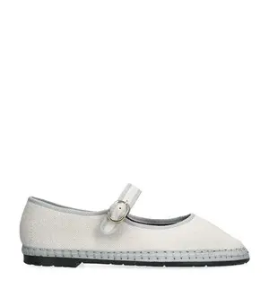 FLABELUS Linen Dalloway Mary Janes - Grey