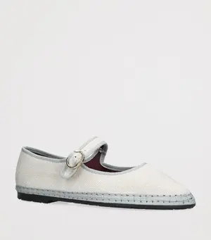 FLABELUS Linen Dalloway Mary Janes - Grey