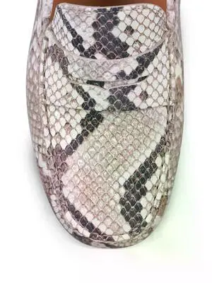 TOD'S Gommino Embossed Snakeskin Loafers
