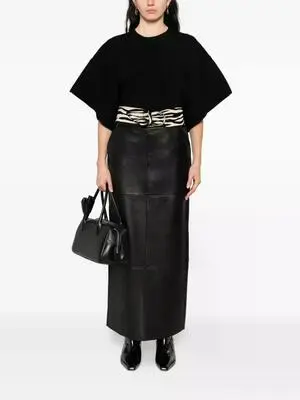 P.a.r.o.s.h Panelled Leather A-line Skirt