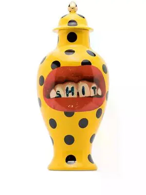 SELETTI Toiletpaper Polka-dot Ceramic Vase - Yellow