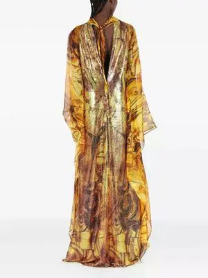 Roberto Cavalli Amber-print Sequin-embellished Maxi Dress