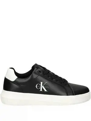 Calvin Klein Logo-detail Leather Sneakers - Black