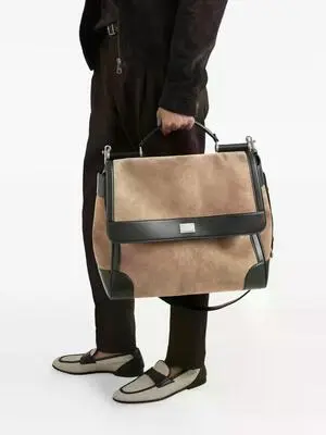Dolce & Gabbana Sicily Suede And Leather Structured Shoulder Bag
