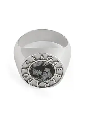Dolce & Gabbana Stone-detail Logo Ring - Silver