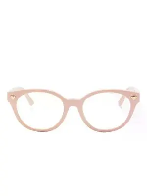 Versace Medusa-embellished Oval-frame Glasses - Pink
