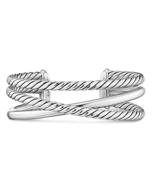 David Yurman Bold Crossover Three Row Cuff - Silver