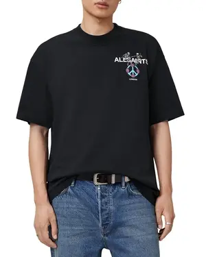 ALLSAINTS Oversized Reincarnate Logo Graphic Tee - Washed Black