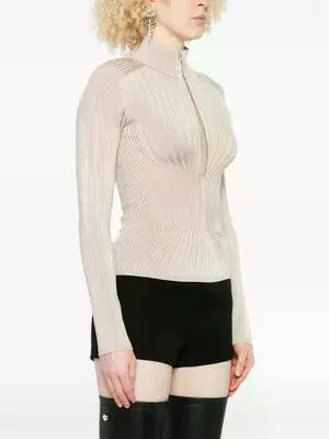 MUGLER Ribbed Zip-front Sweater