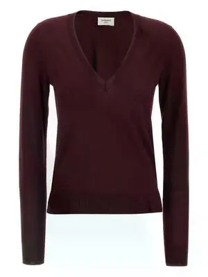 Saint Laurent Plunge-neck Cuffed-sleeve Sweater - Red
