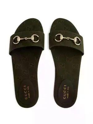 Gucci Gg-monogram Horsebit Sandals - Green