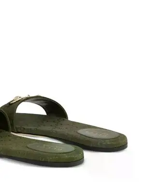 Gucci Gg-monogram Horsebit Sandals - Green