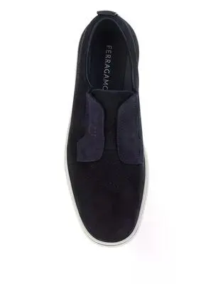 FERRAGAMO Textured Leather Slip-on Shoes - Blue