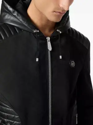 Philipp Plein Hooded Leather-insert Jacket
