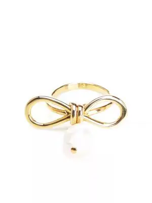 Marni Bow Pearl-drop Ring - Gold