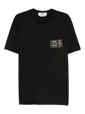 MSGM Rose-print Patch T-shirt