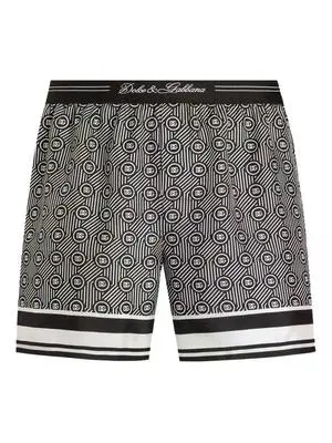 Dolce & Gabbana Logo-jacquard Patterned Boxers - Black