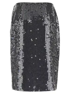 ROTATE BY BIRGER CHRISTENSEN Sequin Embellished Midi Skirt - Black