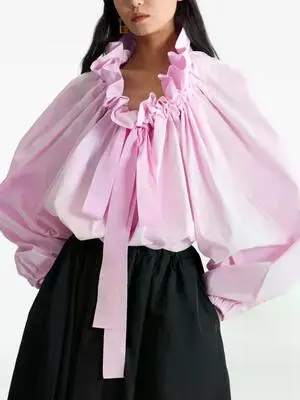 PATOU Ruffled-neck Balloon-sleeve Blouse - Pink
