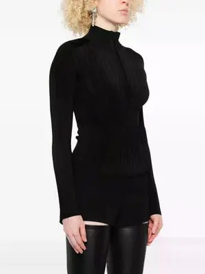 MUGLER Ribbed Mock-neck Sweater